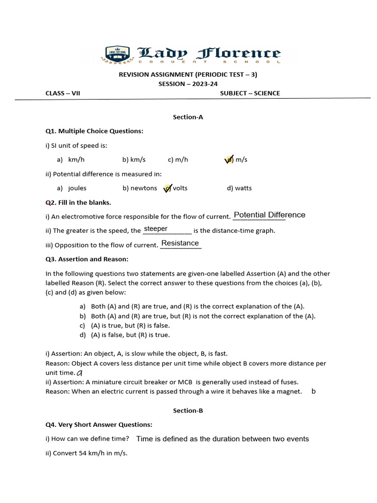 Science Assignment PT3 Class 7 | PDF | Electric Current | Voltage