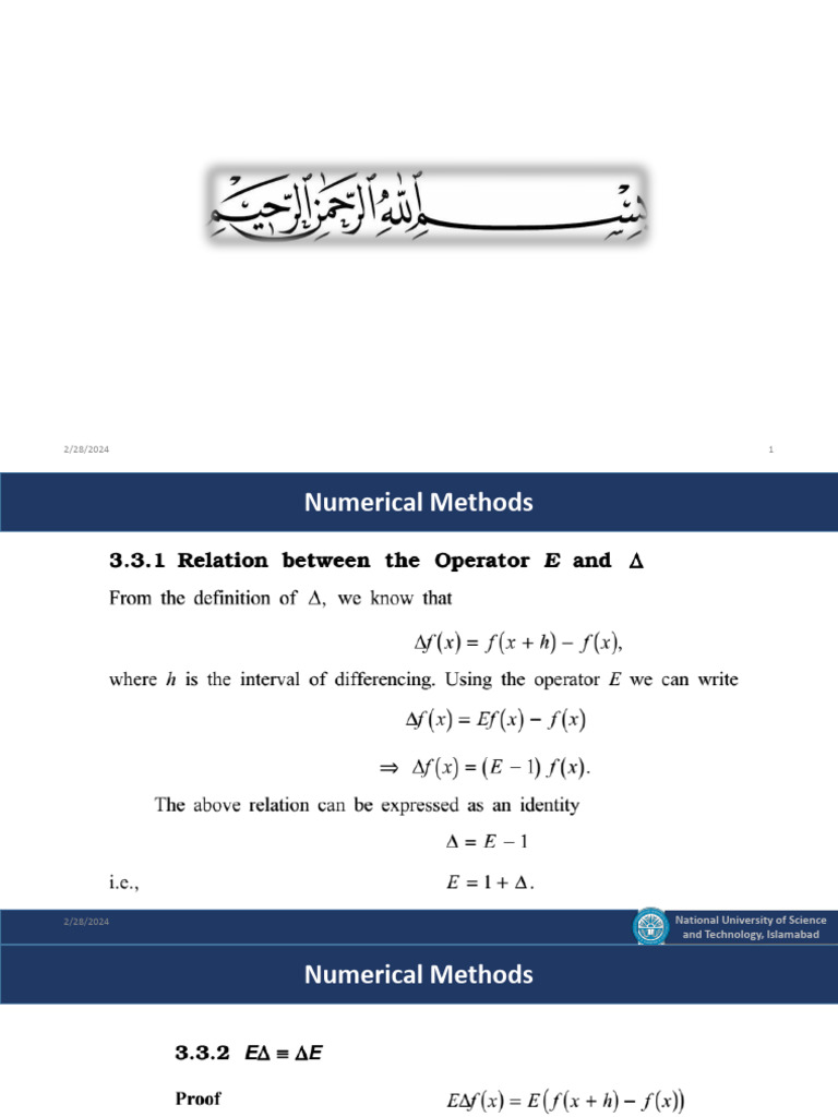 Lec # 12 Operators Interpolation | PDF | Numerical Analysis | Mathematics Of Computing