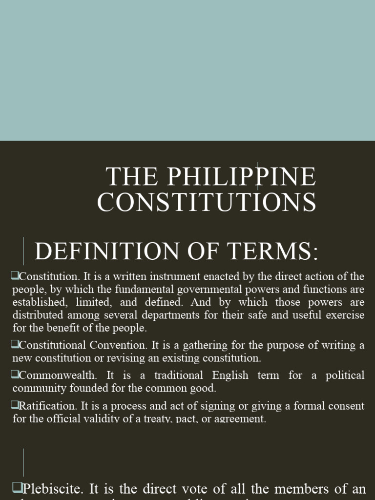 Philippine Constitutions Overview | PDF | Constitutional Amendment ...