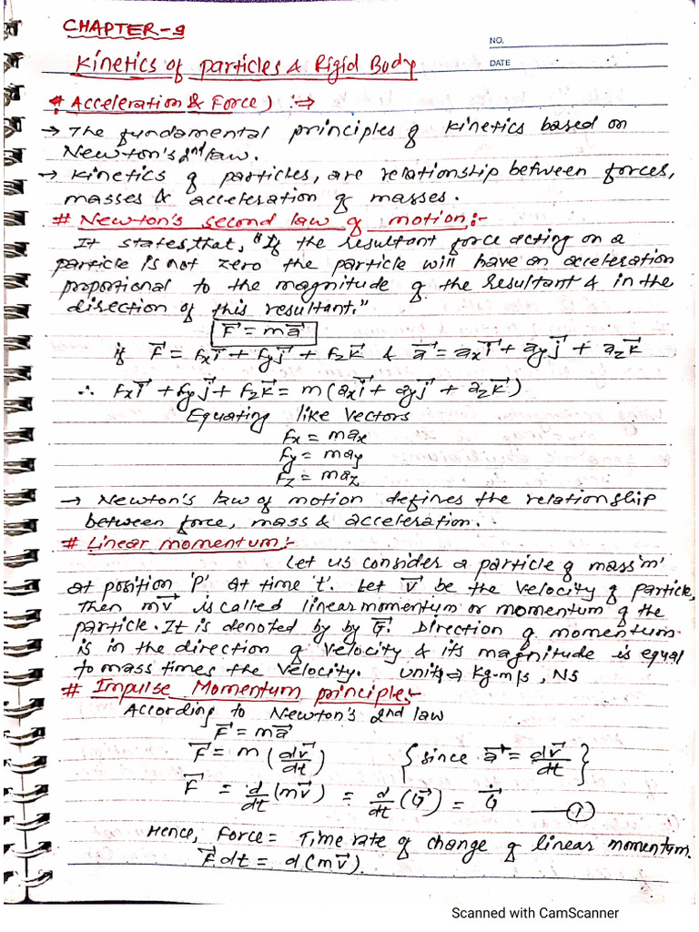Unit 9 Kinetics of Particles and Rigid Body | PDF