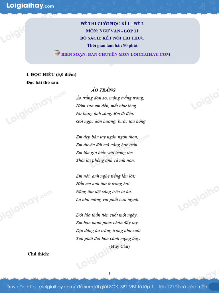 De Thi Hoc Ki 1 Van 11 Ket Noi Tri Thuc de So 2 1701418178 | PDF