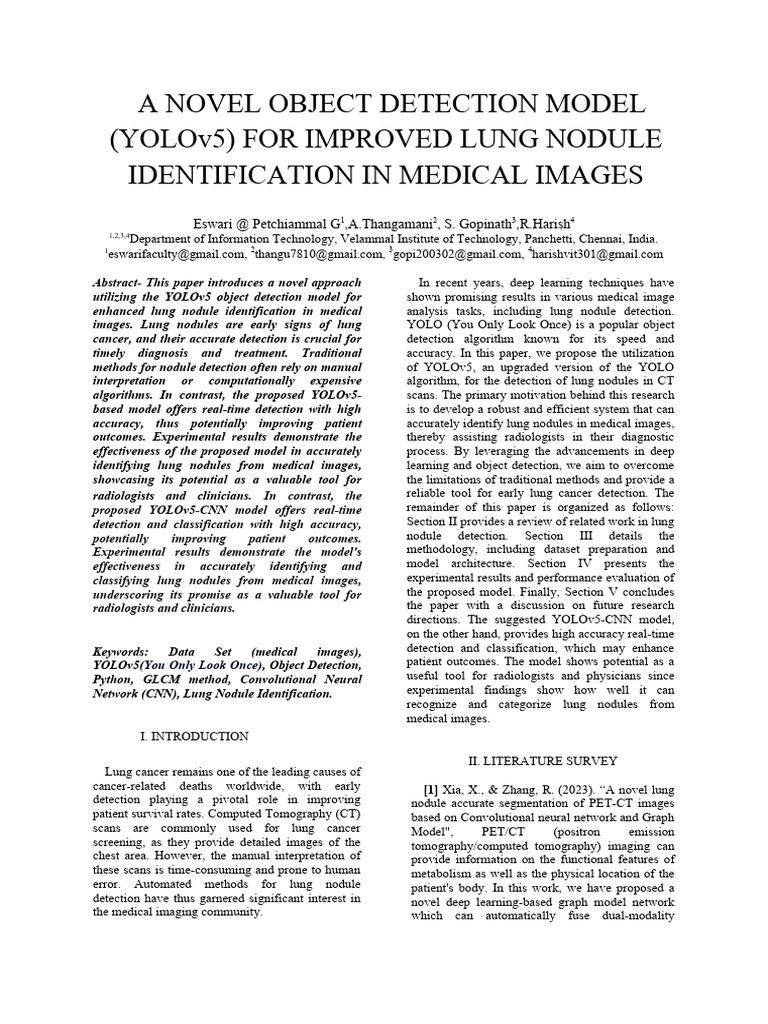 A Novel Object Detection Model (Yolov5) For Improved Lung Nodule Identification in Medical ...