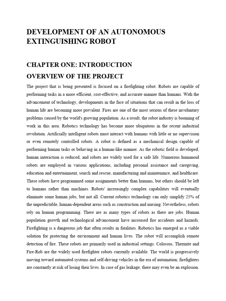Development of An Autonomous Extinguishing Robot: Chapter One ...