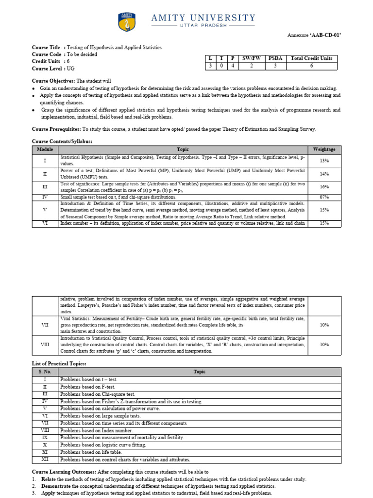 New Syllabus Pdf Statistics Sampling Statistics