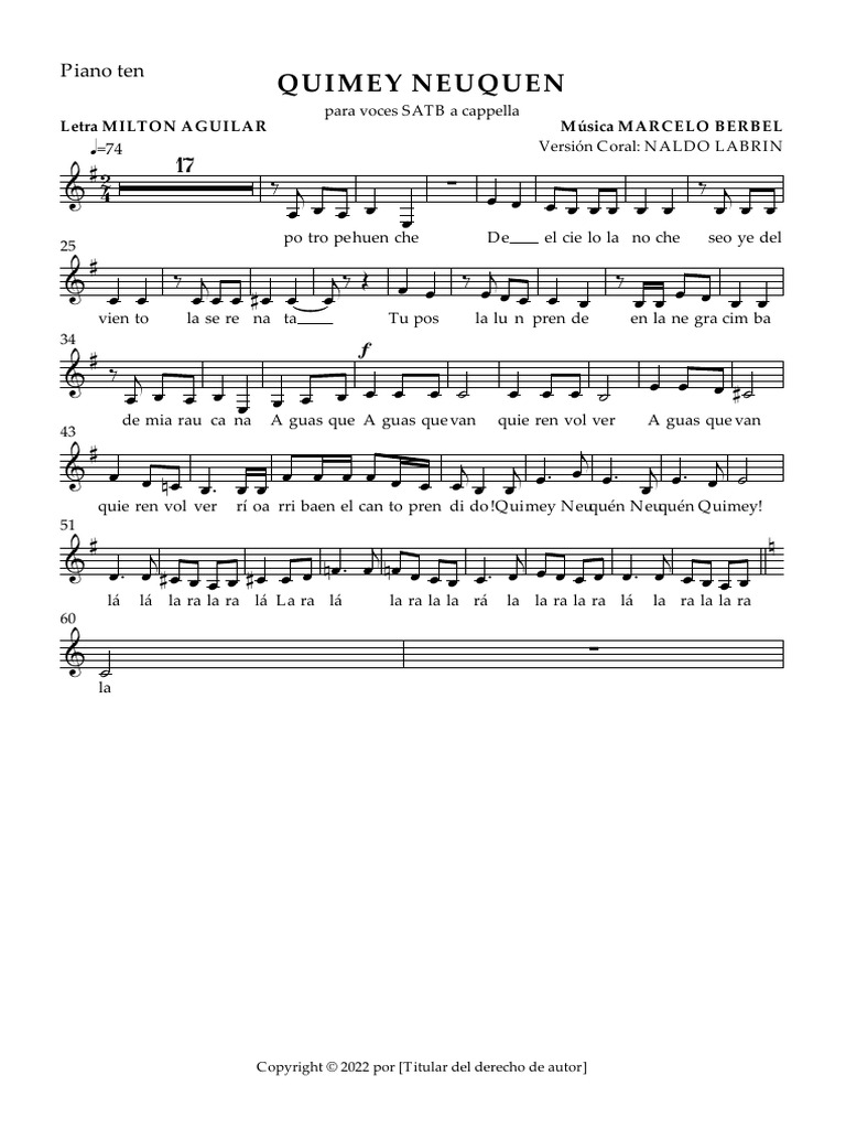 Quimey Neuquén - Piano Ten | PDF