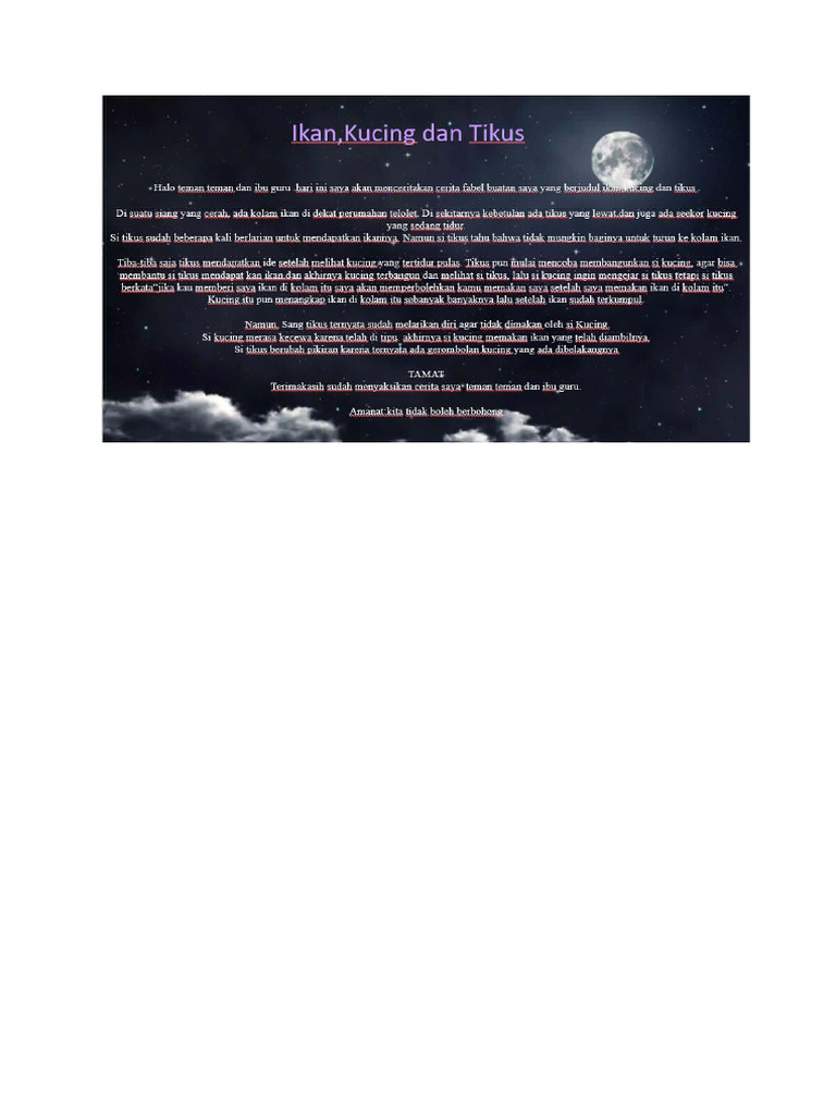 Cerita Si Kucing Si Tikus Dan Ikan | PDF