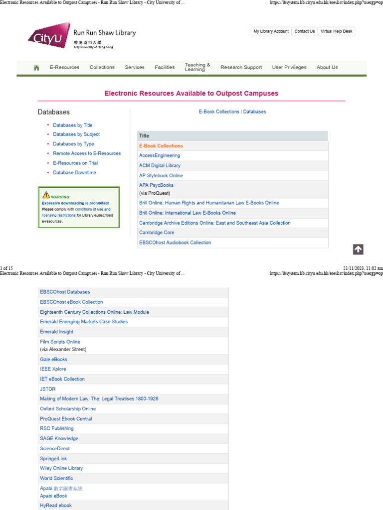 Electronic Resources Available To Outpost Campuses - Run Run Shaw ...