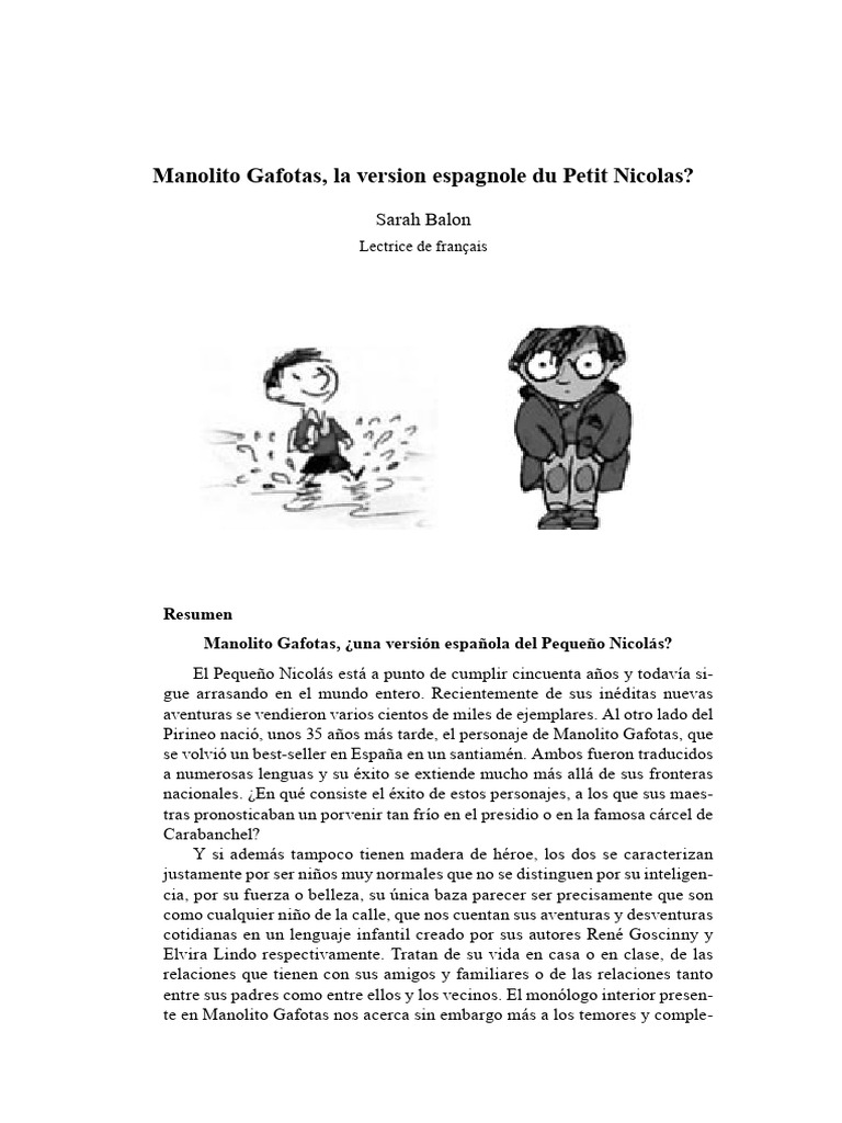 Manolito Gafotas La Version Espagnole Du | PDF