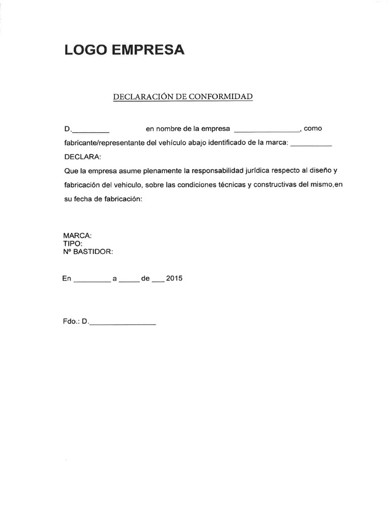 Modelo Declaración de Conformidad | PDF