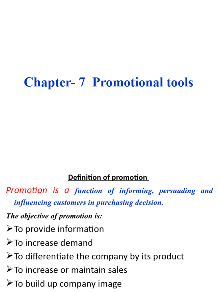 Chapter 7 Promotional Tools. | PDF