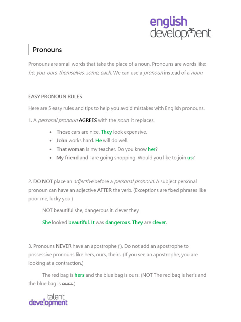 Pronouns Simple and Personal | Download Free PDF | Pronoun | Noun