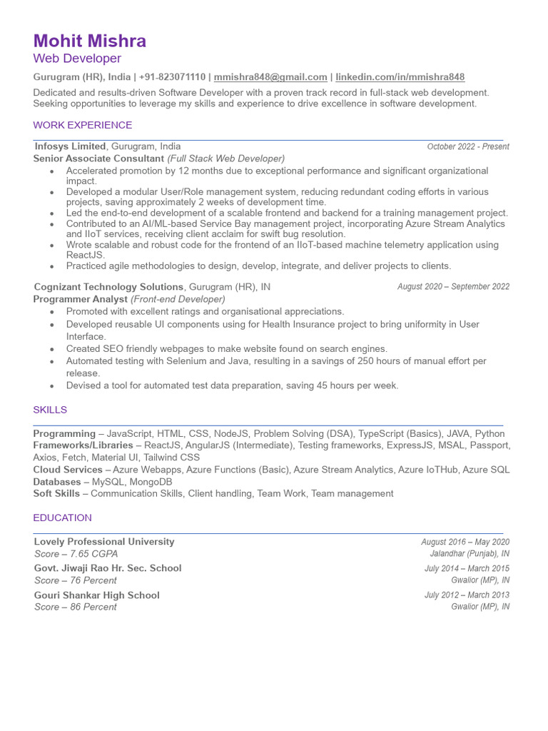 Resume 202312290355 | PDF | Web Development | Computing