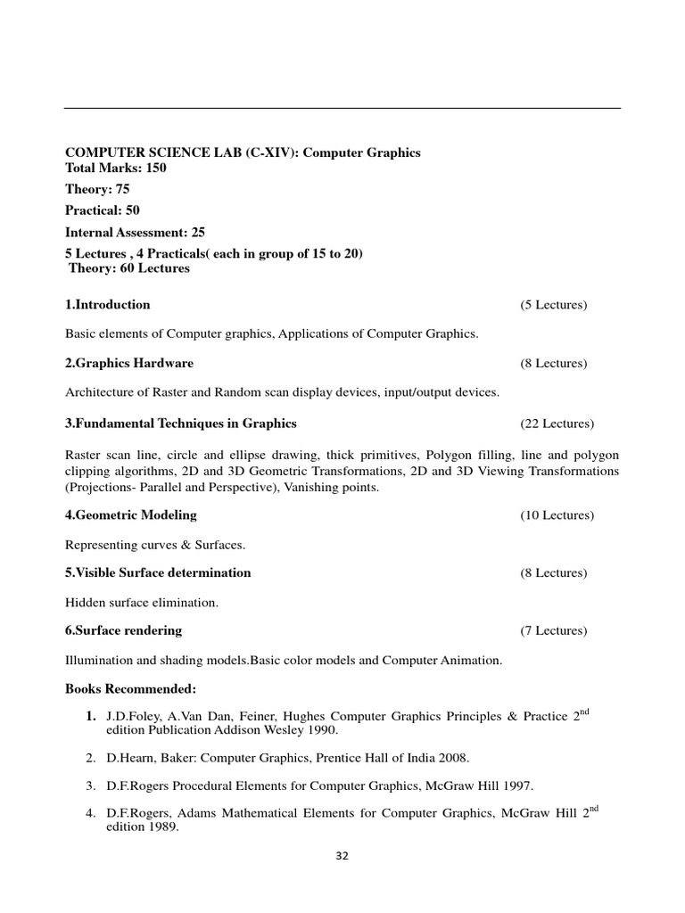 CG Syllabus | PDF | Computer Graphics | 2 D Computer Graphics