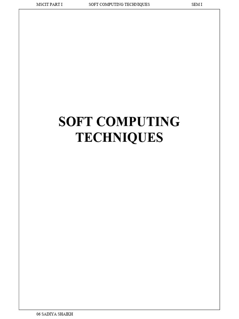 Soft Computing Techniques | PDF | Fuzzy Logic | Applied Mathematics