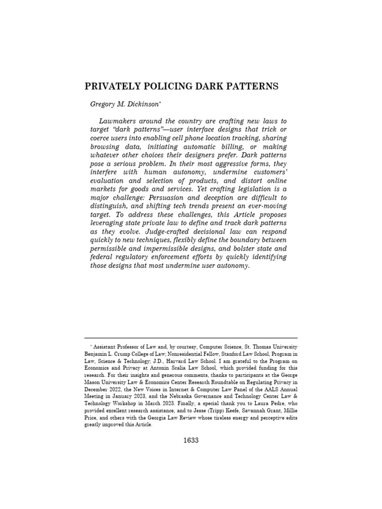 Privately_Policing_Dark-Patterns | PDF | Federal Trade Commission ...