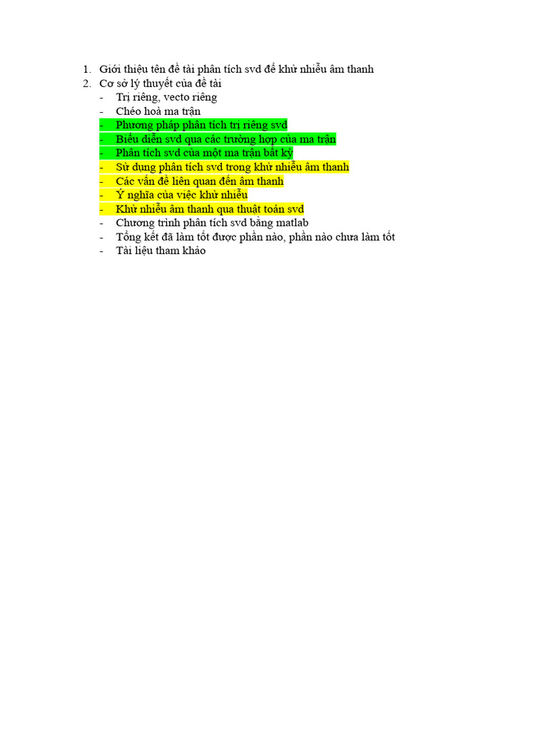 Cấu trúc BTL Phân tích svd để khử nhiễu âm thanh | PDF