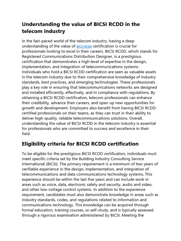 BICSI RCDD Certification Guide | PDF | Certification | Telecommunications
