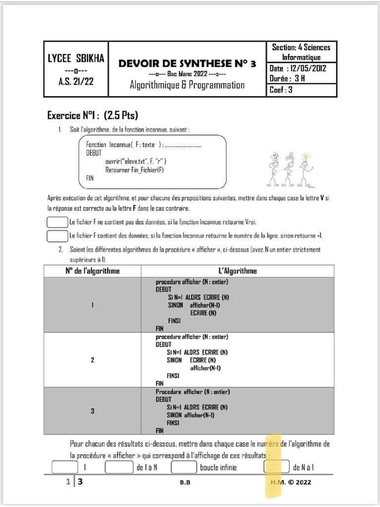 Algo Et Prog Devoir 4 Info | PDF