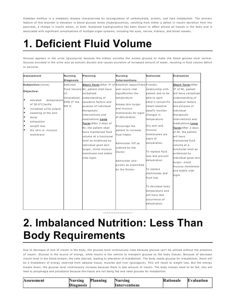 DM Care Plan | PDF | Diabetes Mellitus | Fatigue (Medical)