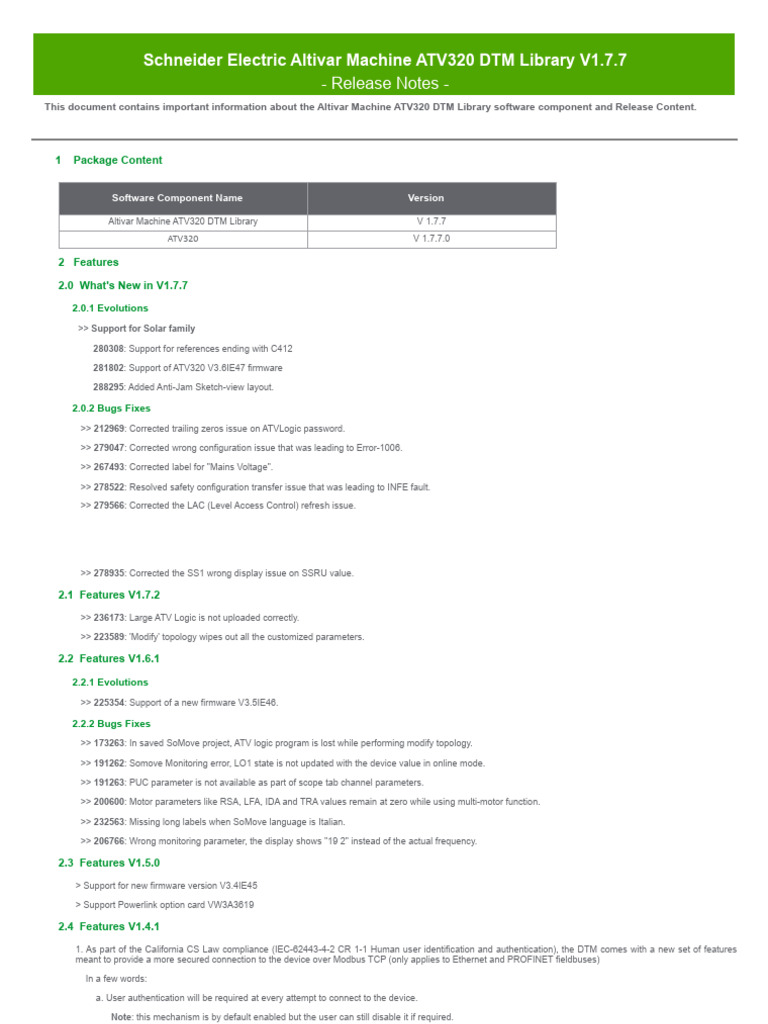 ATV320 DTM Library V1.7.7 Release Notes | PDF | Booting | Computer Science