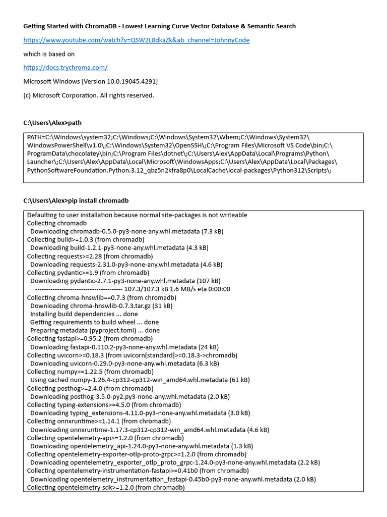 Getting Started With ChromaDB - Lowest Learning Curve Vector Database & Semantic Search | PDF ...