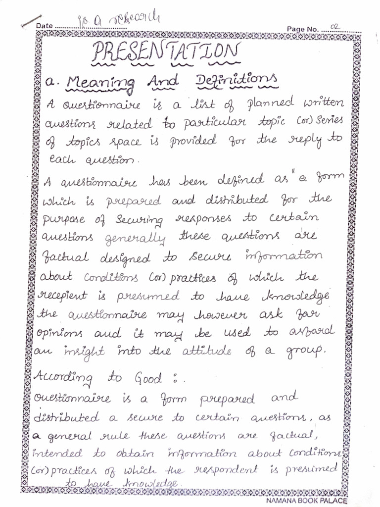 Questionnaire Note's GBD Ma'am | PDF