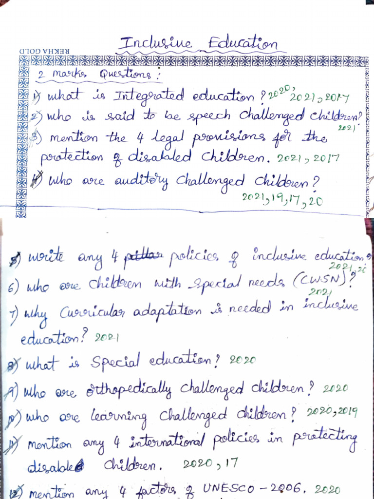 Inclusive Education Questions | PDF