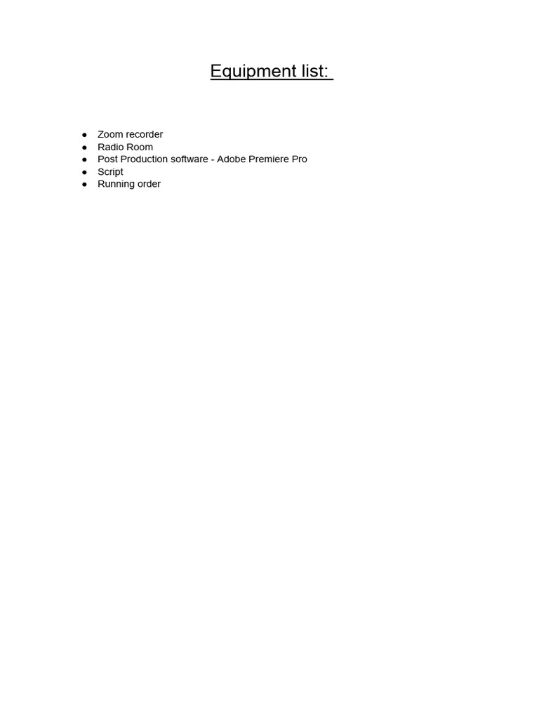 Equipment List | PDF