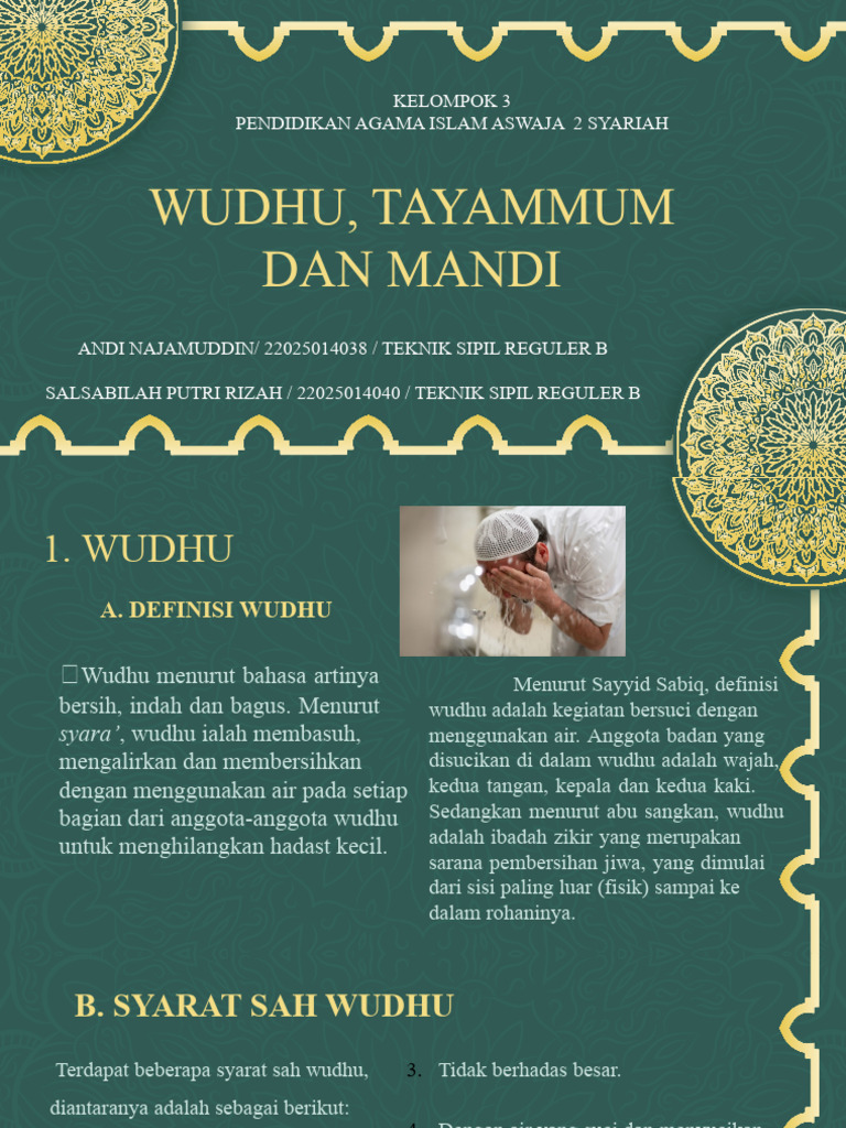 ASWAJA 2 KLP 3 (Wudhu, Tayammum, Mandi) | PDF | Agama & Spiritualitas