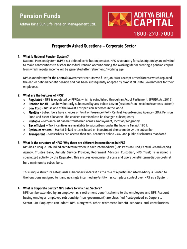 NPS - FAQ_Corporate | PDF | Pension | Public Finance