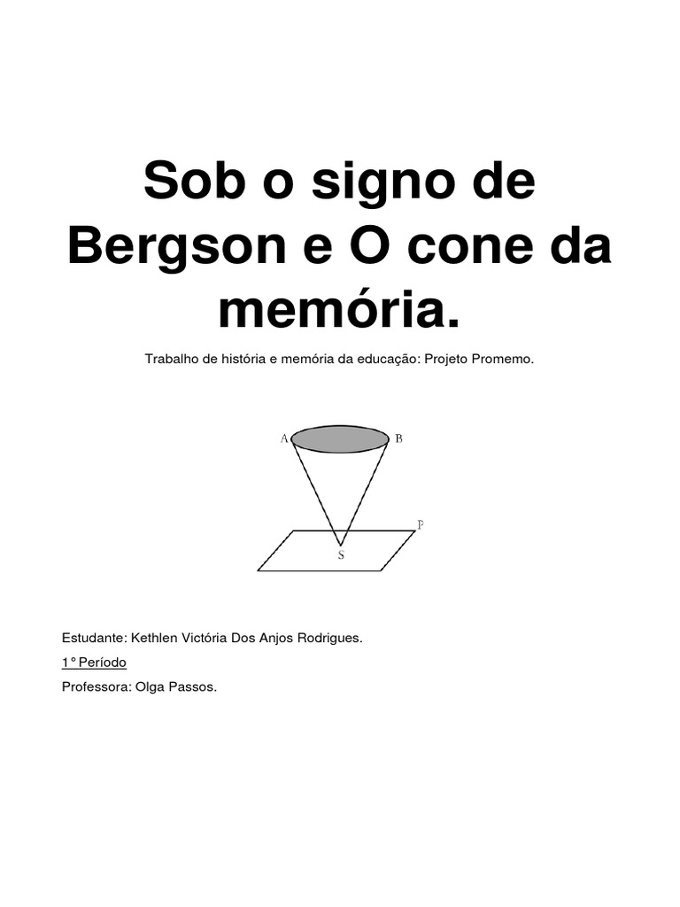 Sob o Signo de Bergson e O Cone Da Memória | PDF | Memória | Henri Bergson