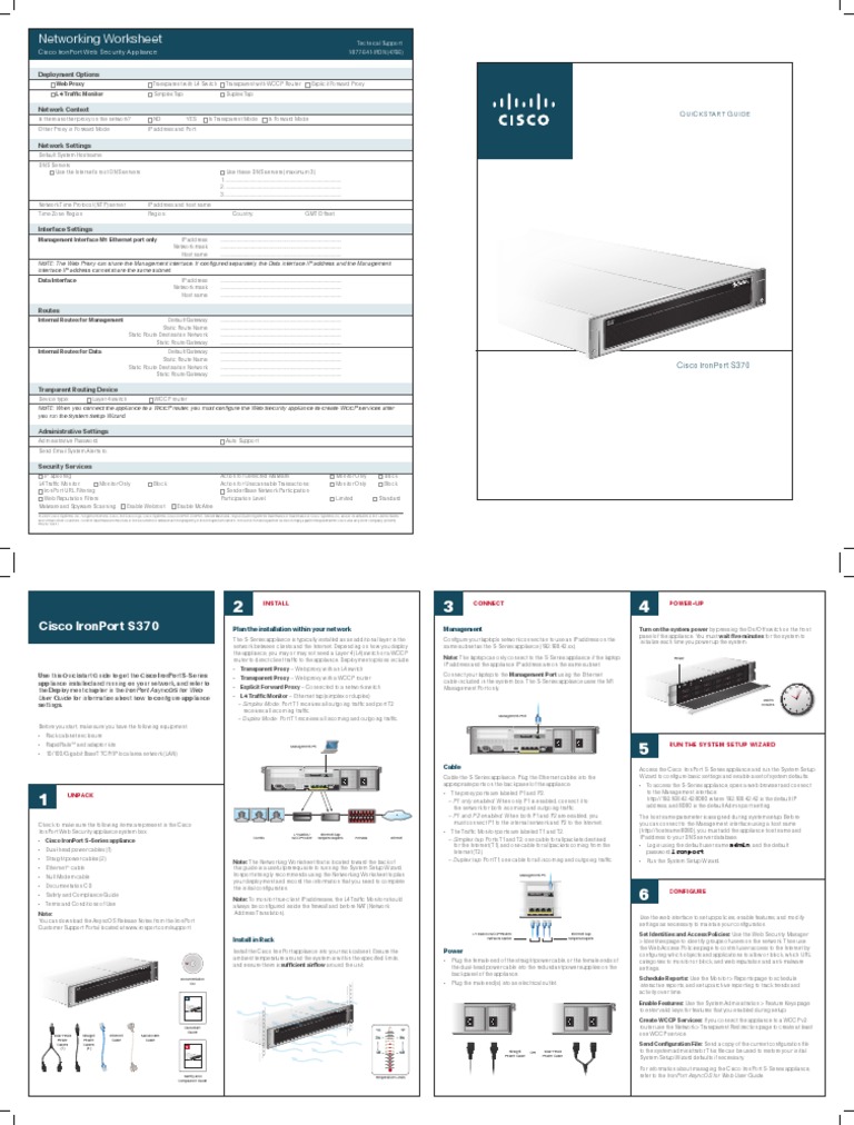 Cisco IronPort S370 Quick Start Guide | PDF | Proxy Server | Computer ...