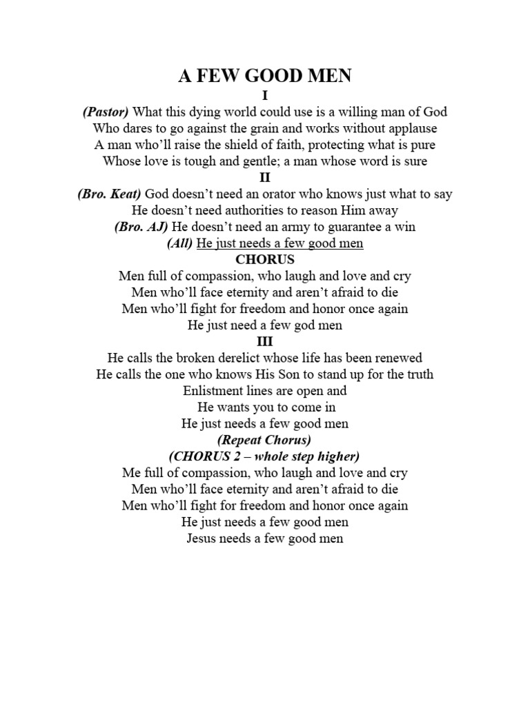 Jesus Needs A Few Good Men | PDF
