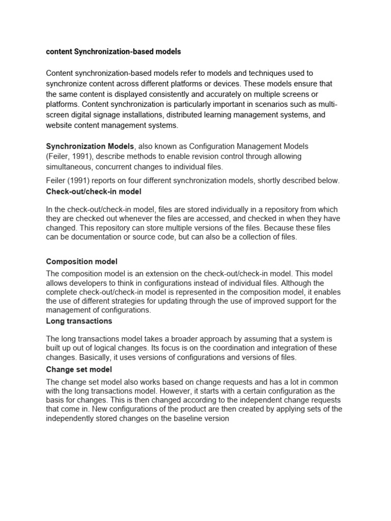Content Synchronization Models Guide | PDF | Computers