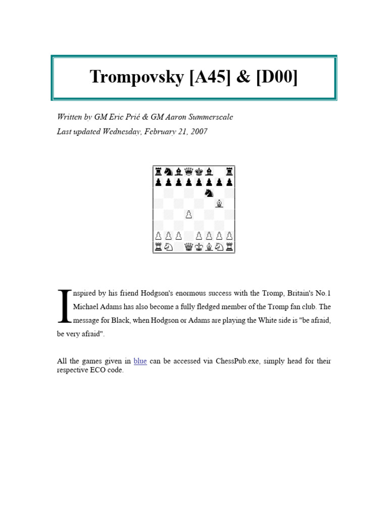 Eric Prié & Aaron Summerscale - Trompowsky (A45, D00) | PDF | Chess ...