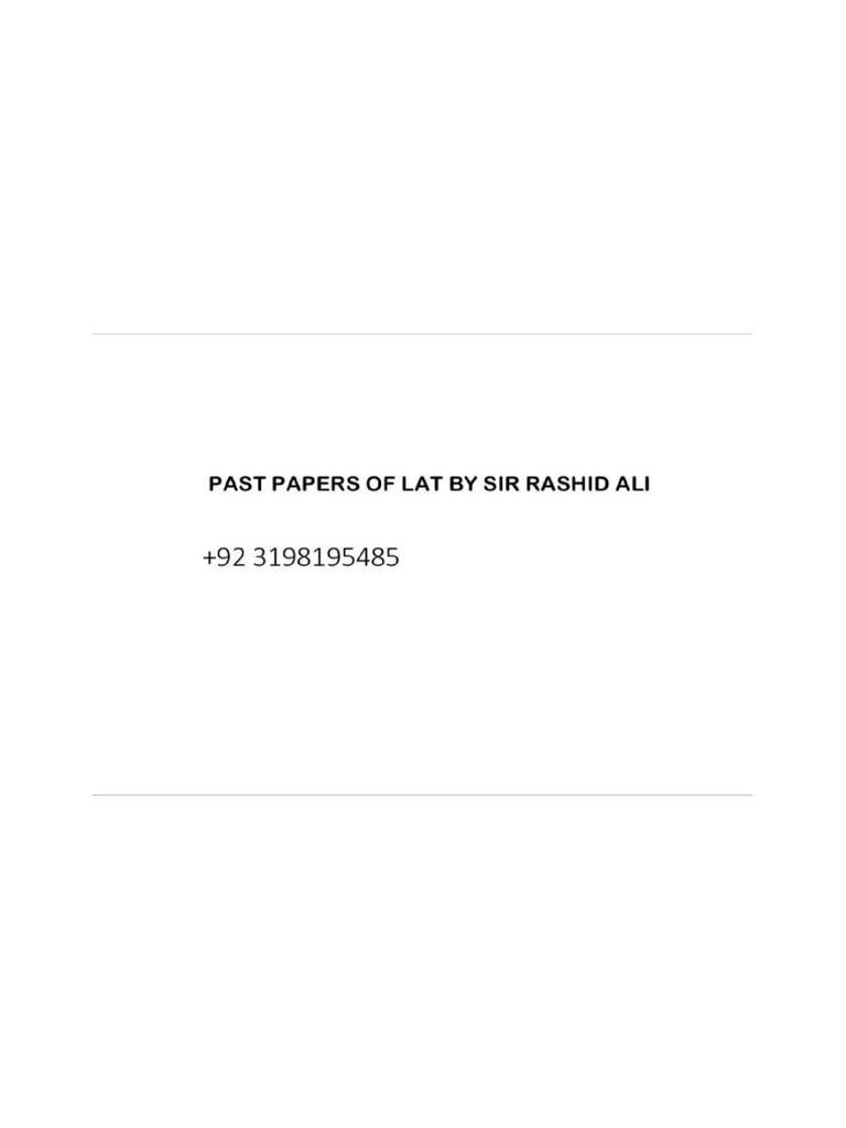 Past Papers of LAT BY SIR RASHID ALI (16 July 2023) | PDF