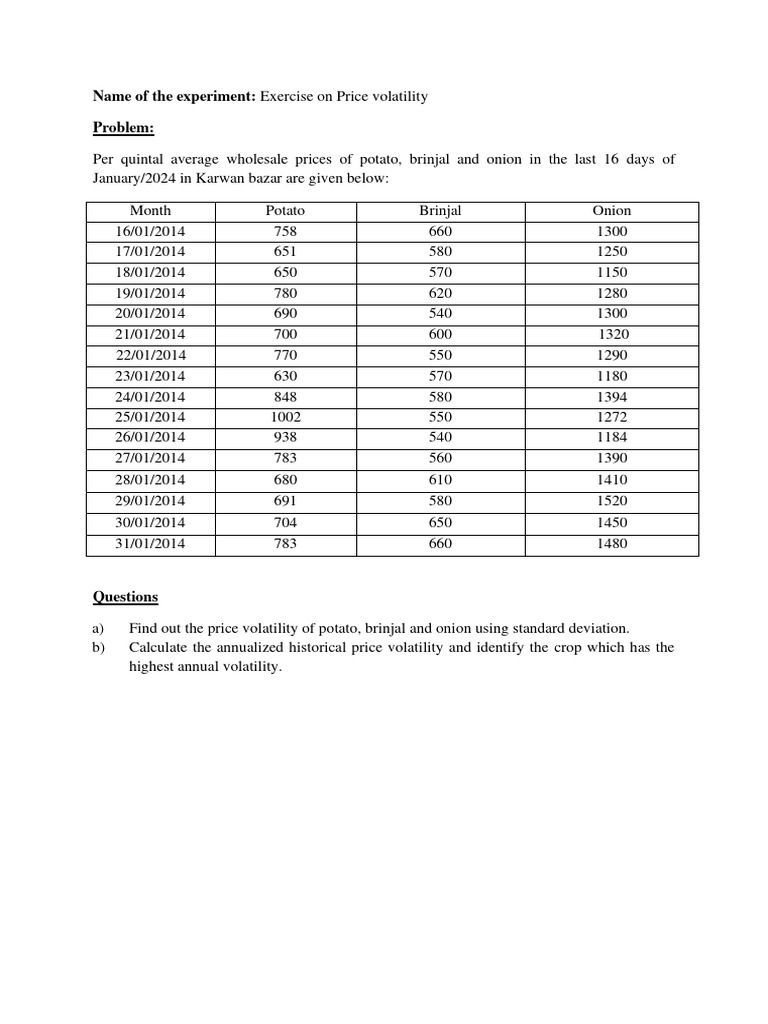 Agricultural Price Experiment - 2 | PDF
