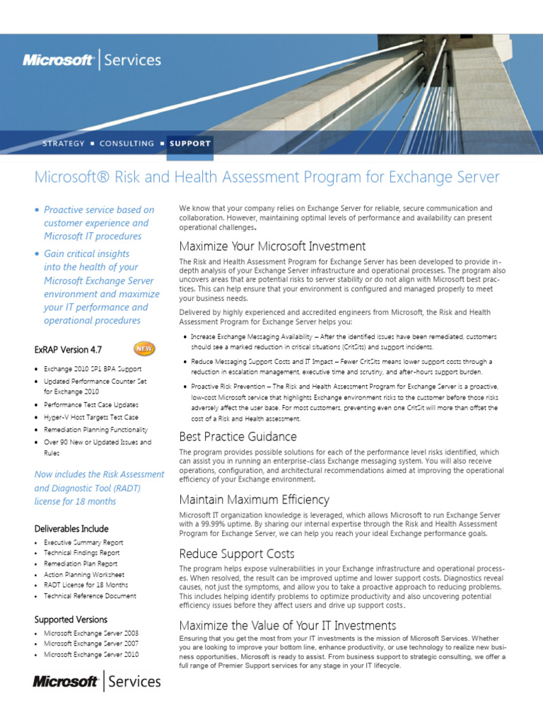 Exchange Server Risk and Health Assessment Program (EXRAP) | PDF | Risk ...