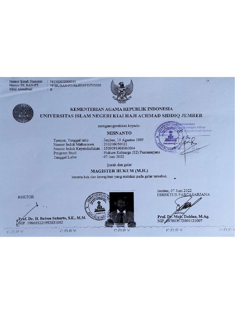 Ijazah s2 Uin. Legalisir | PDF