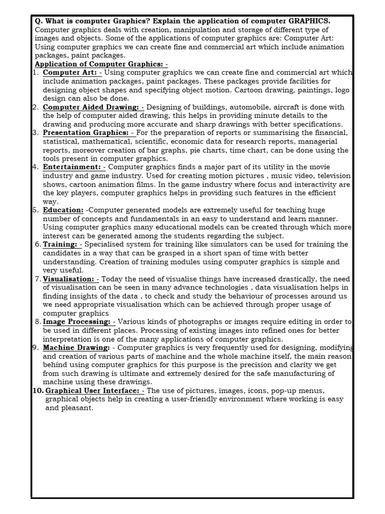 COMPUTER GRAPHICS IMPORTANT | PDF | Graphics | Computer Graphics