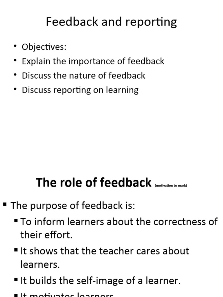Unit 7 Feedback and Reporting | PDF | Learning | Self Esteem
