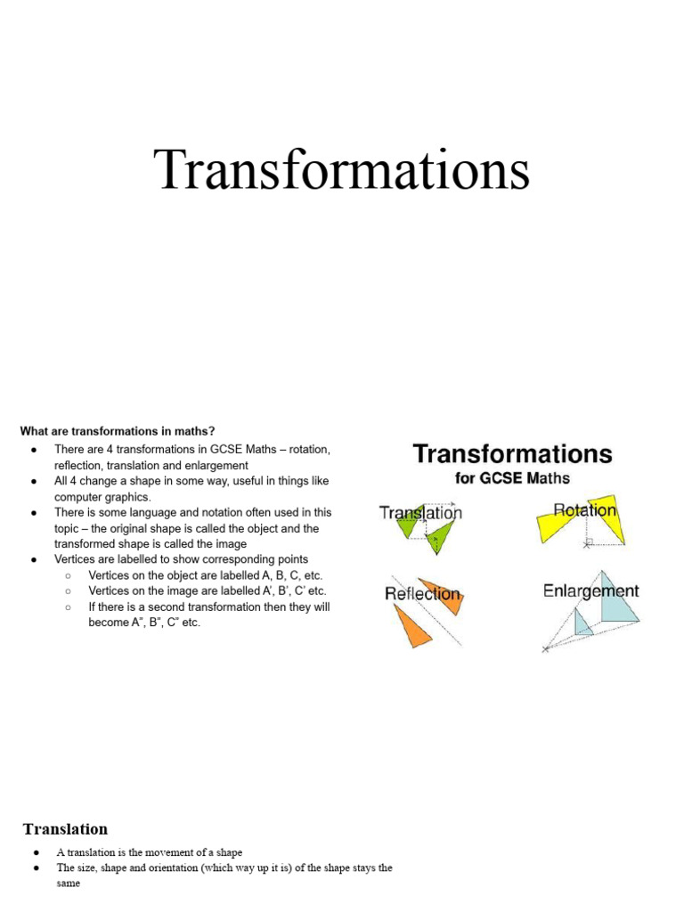 Transformations | PDF | Shape | Angle