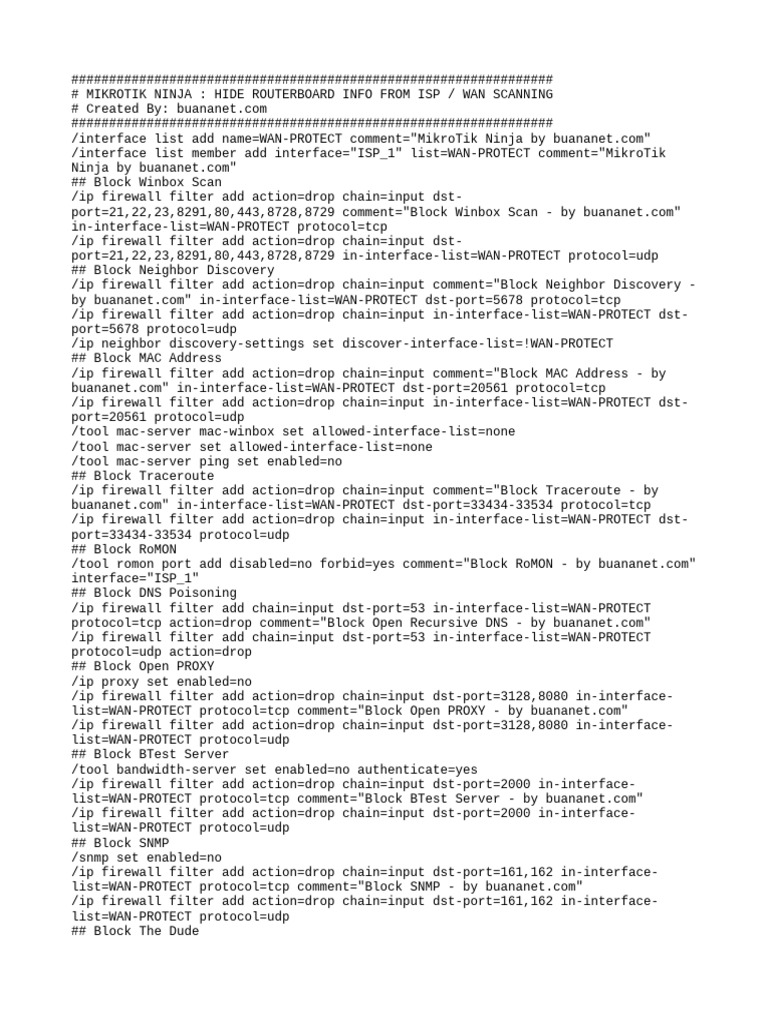 Mikrotik Ninja Hide Routerboard Info From Isp Wan Scanning | PDF ...