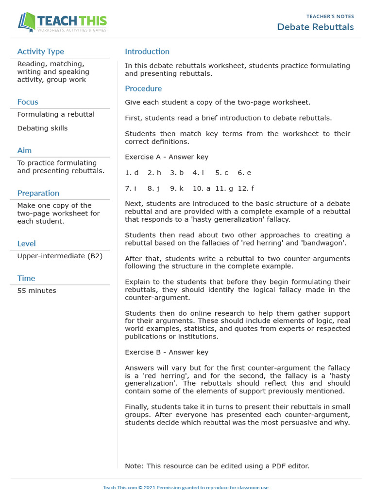 Debate Rebuttals | PDF | Argument | Fallacy