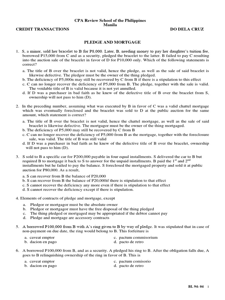 9404 - Credit Transactions | PDF | Mortgage Law | Foreclosure