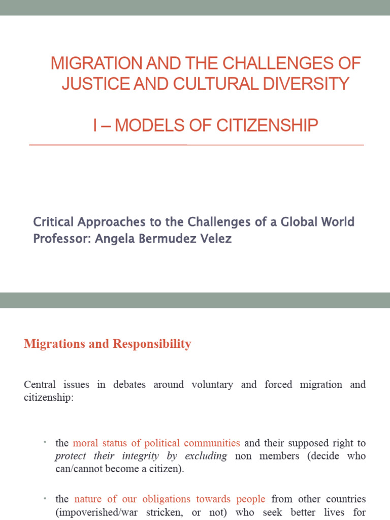 Migration II - Ethical Challenges of Justice and Cultural Diversity ...