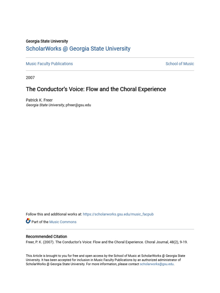 The Conductor - S Voice - Flow and The Choral Experience | PDF ...