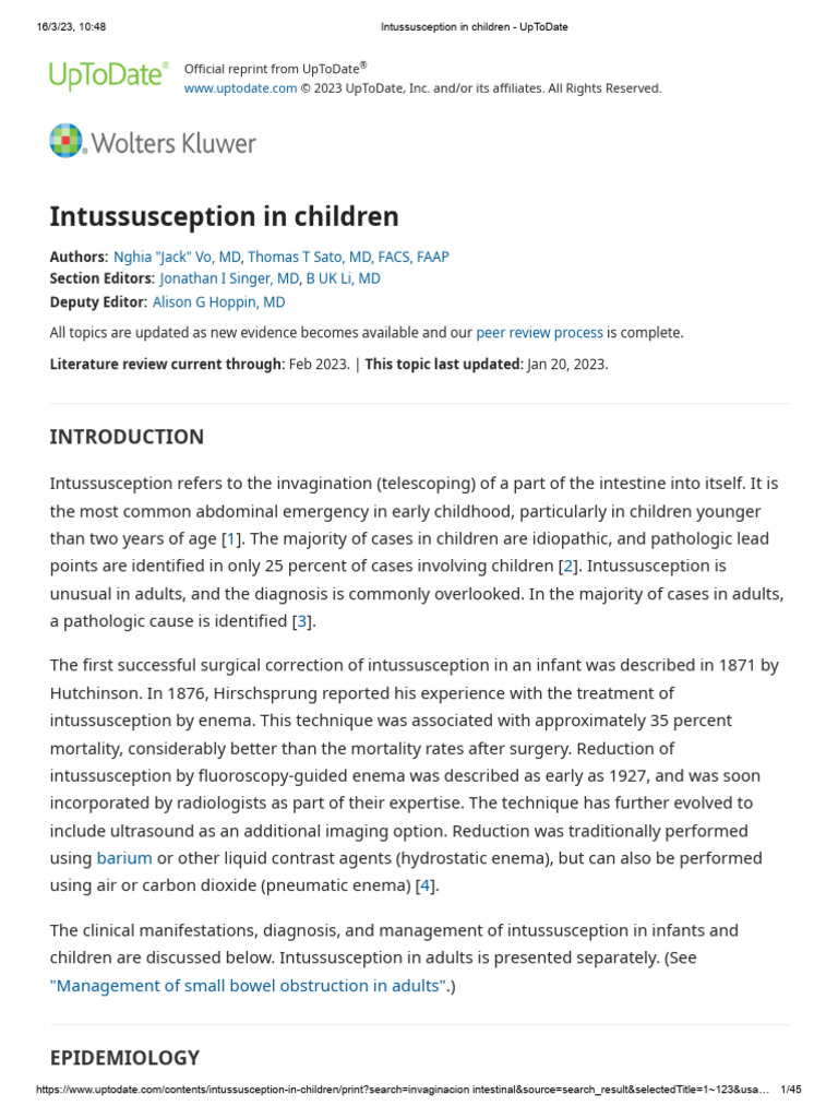 Intussusception in Children - UpToDate | PDF | Medical Imaging ...
