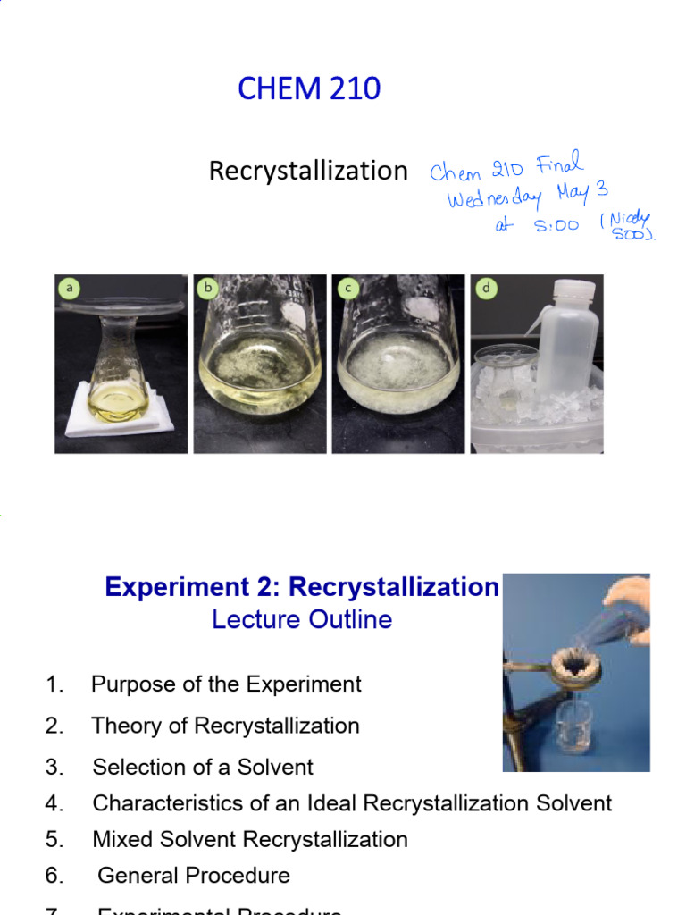 210_Recrystallization_Sp.2022-23 | PDF | Solubility | Chemistry