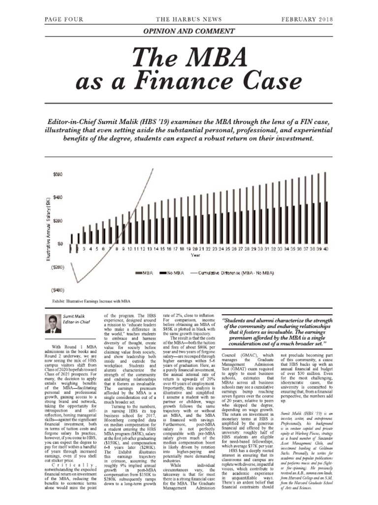 The Mba As A Finance Case - Sumit Malik | PDF | Investing | Master Of ...